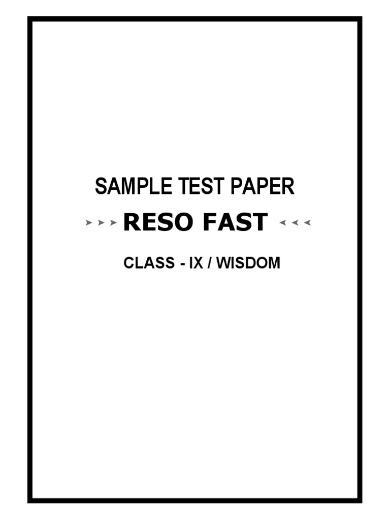 Sample Test Paper: Reso Fast | Download Free PDF | Rectangle | Chemistry