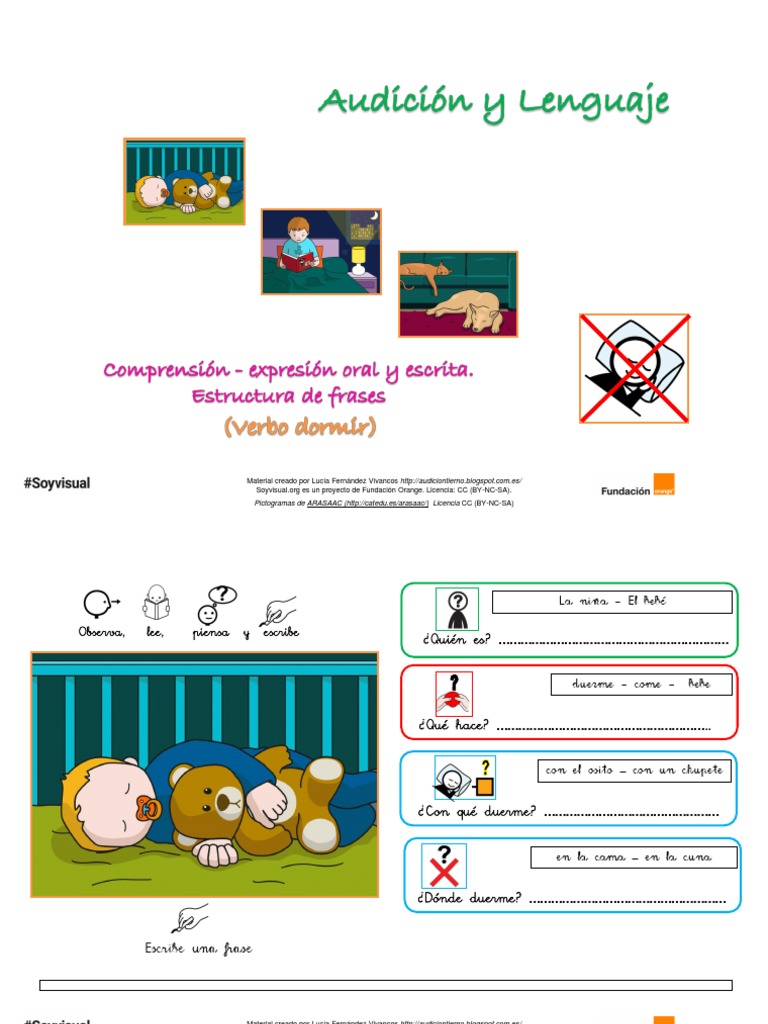 Expresión Oral y Lectoescritura. Verbo Dormir | PDF