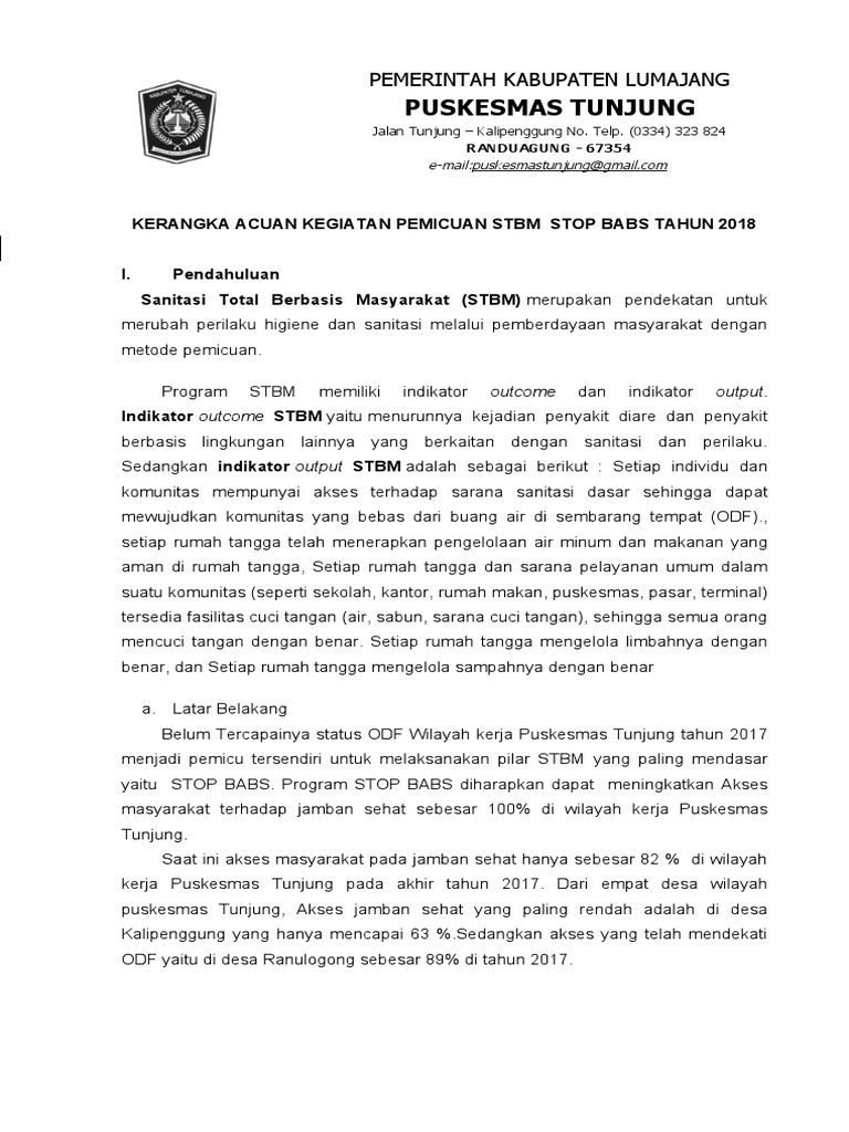 Pemicuan STBM STOP BABS Puskesmas Tunjung | PDF