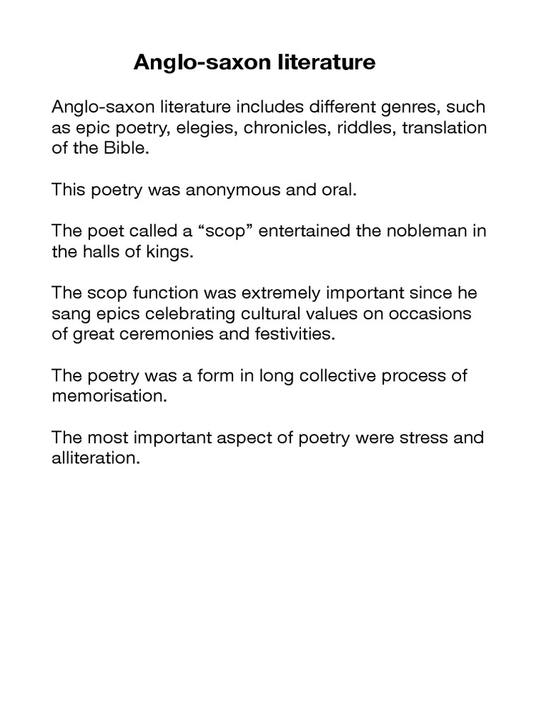 Anglo-Saxon Literature | PDF