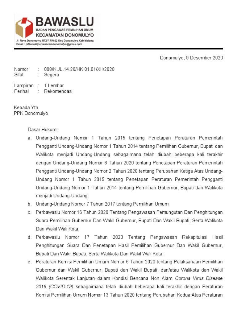 (Draft) Surat Peringatan PPK | PDF
