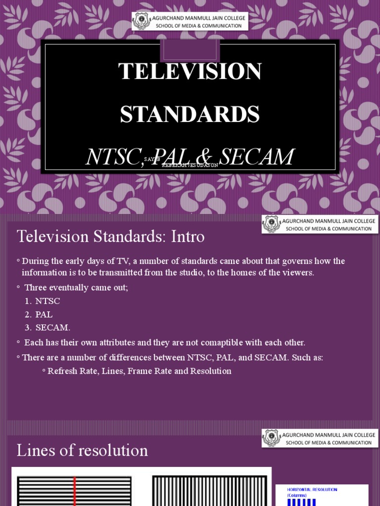 Television Standards: NTSC, Pal & Secam | PDF | Display Resolution ...