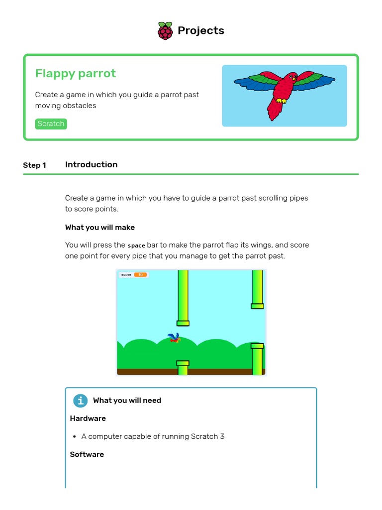 Flappy Parrot CODING & ROBOTICS | PDF | Scratch (Programming Language ...
