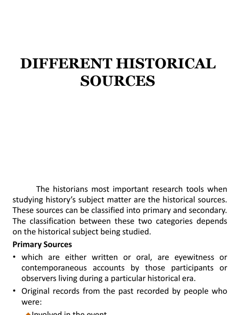 Classification of Historical Sources | PDF | Primary Sources | Diary