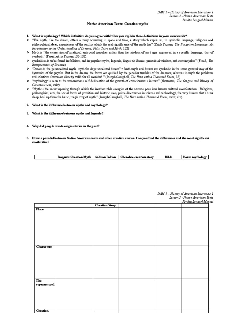 Lesson 2 - Native American Texts - Students' Version | PDF | Dream ...