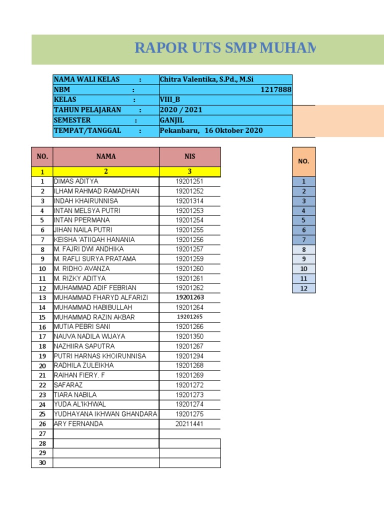 Aplikasi Rapor UTS VIII - B | PDF