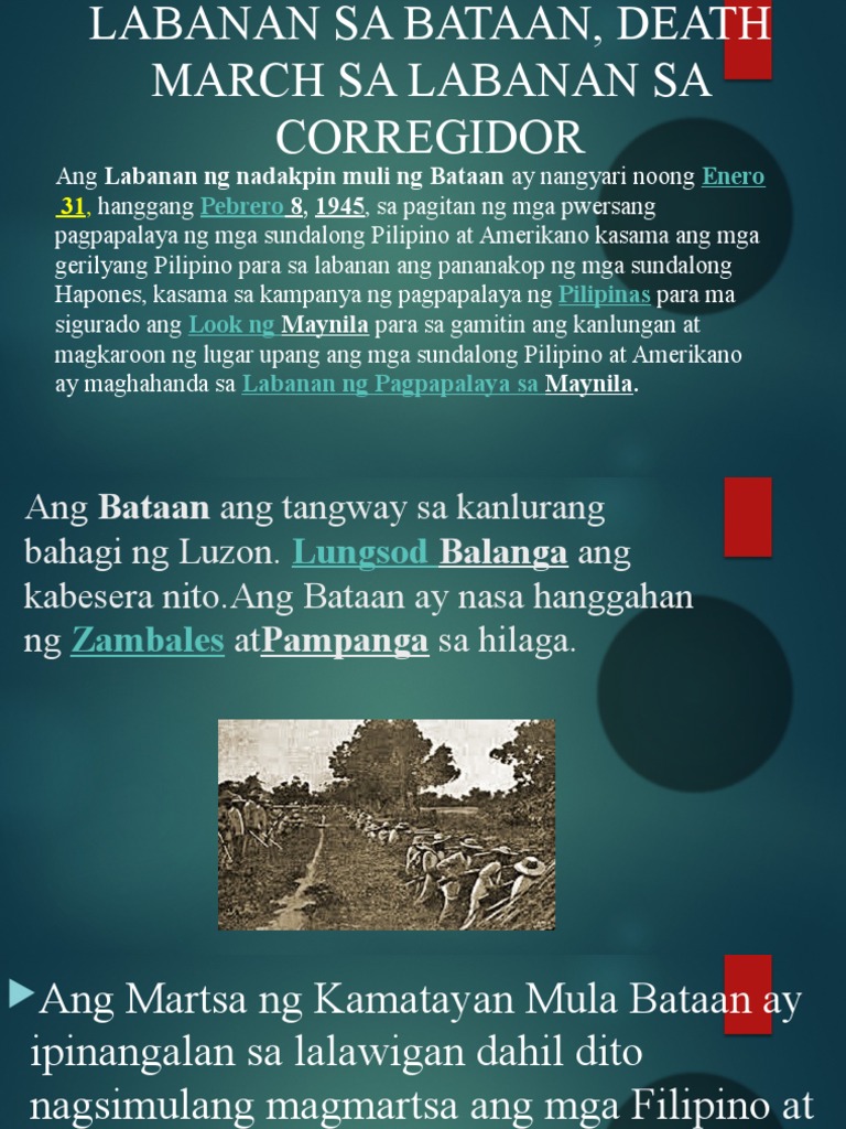 Labanan Sa Bataan Death March Labanan Sa Corregidor 1 | PDF