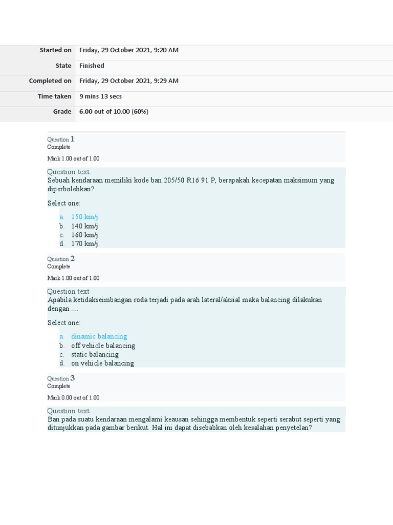 Quiz Balancing | PDF