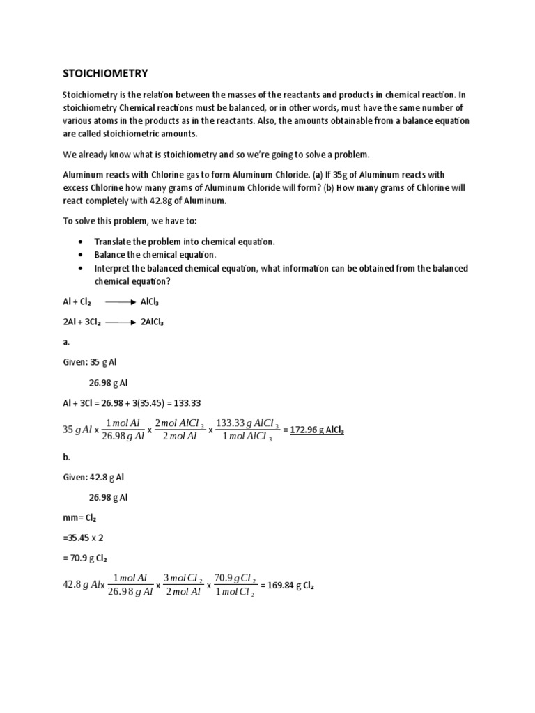 STOICHIOMETRY | PDF | Stoichiometry | Chemical Engineering