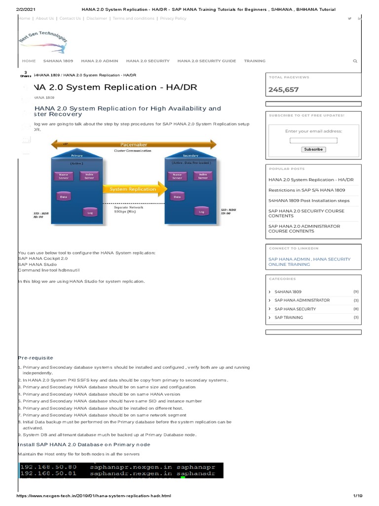 Hana 20 System Replication Pdf Replication Computing Databases 7278