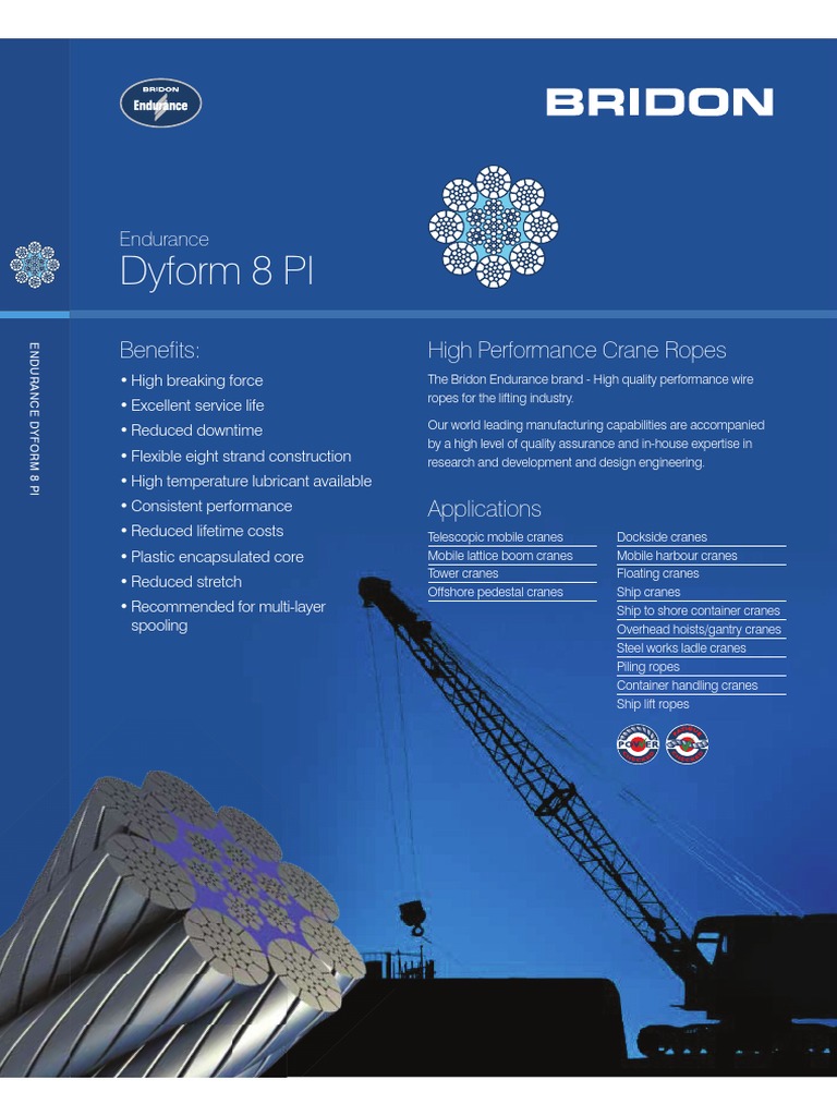Dyform 8 PI: High Performance Crane Ropes Benefits | PDF | Crane ...