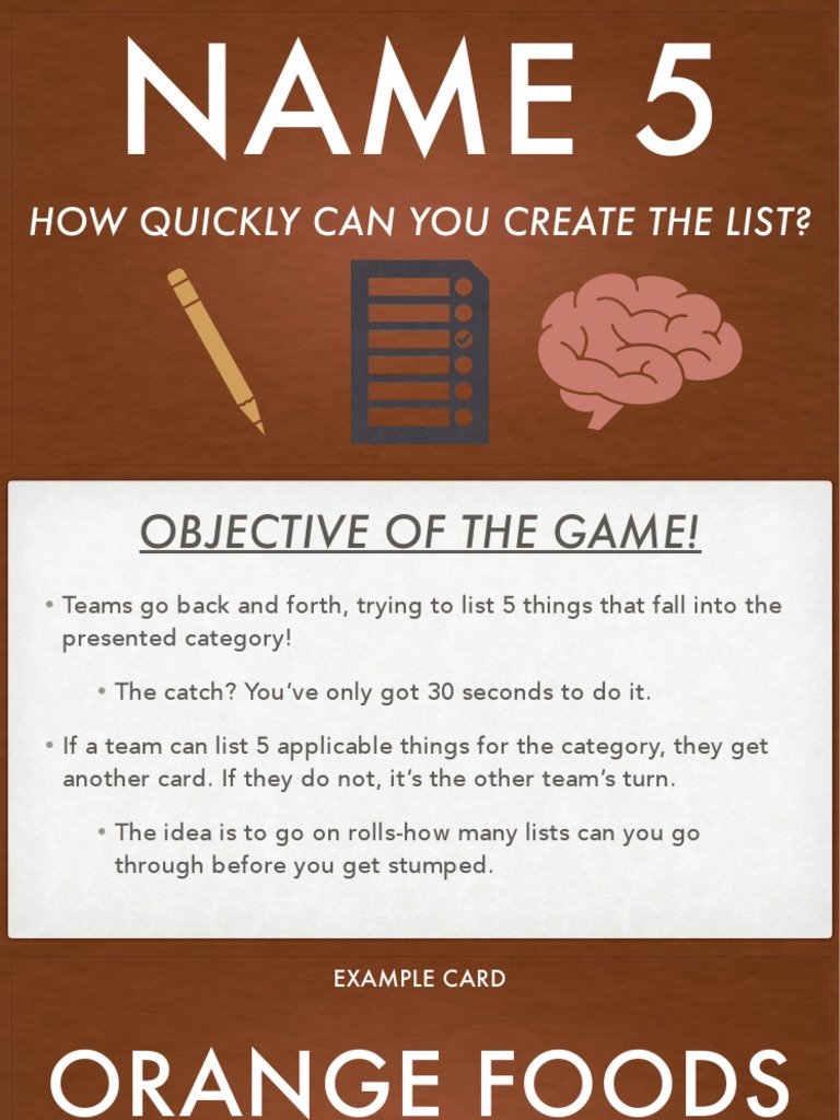 The Game of Name 5 PDF | PDF | Foods | Food And Drink