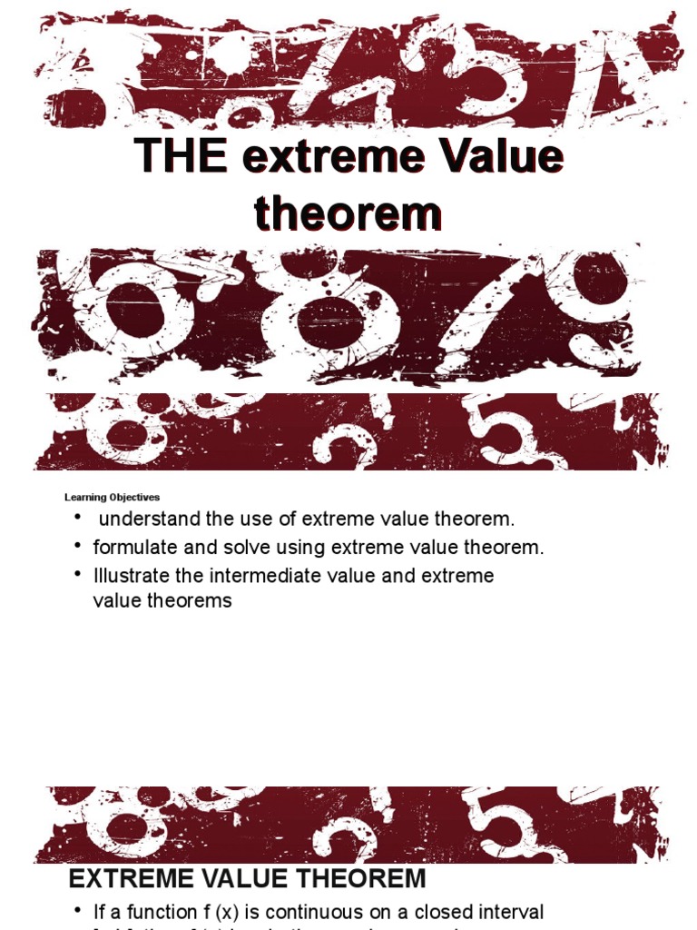 THE Extreme Value Theorem | PDF | Maxima And Minima | Mathematical Analysis