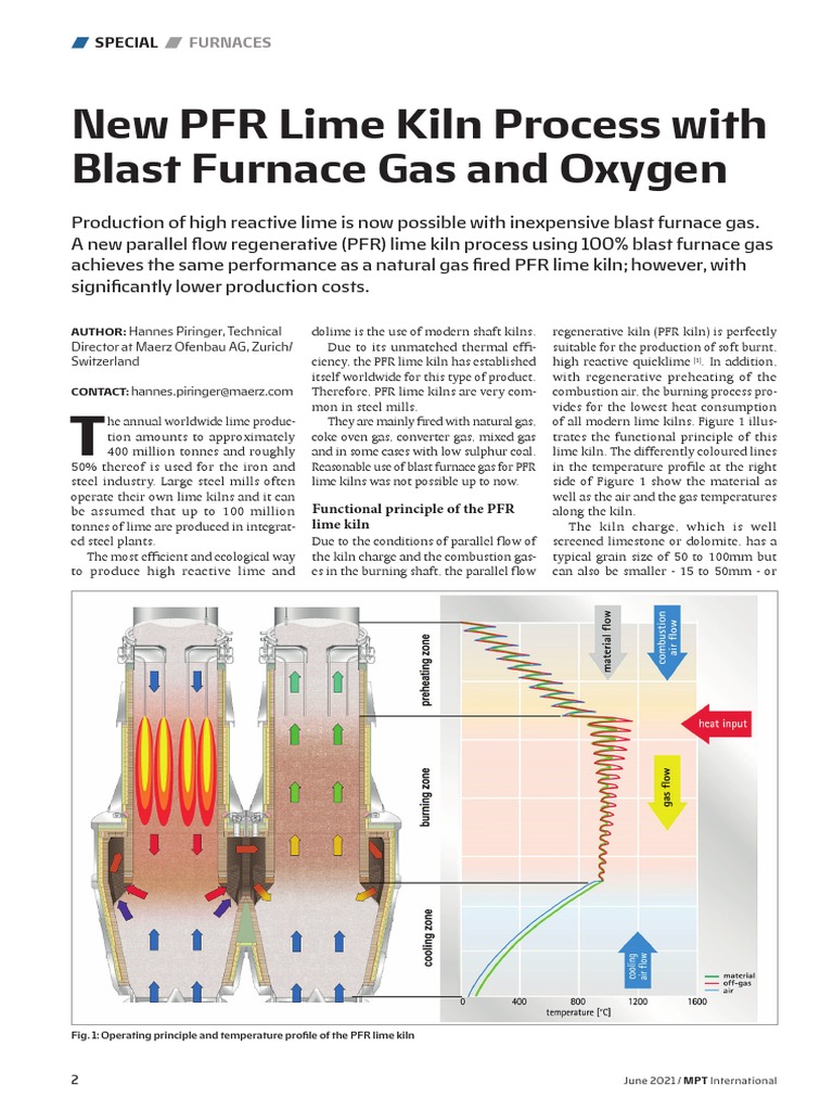 PFR Lime Kiln Process With Blast Furnace Gas and Oxygen | PDF ...