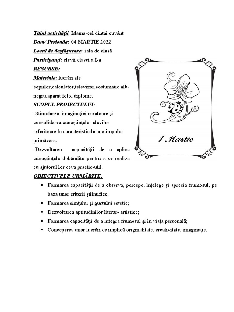 Scenariu 8 Martie | PDF