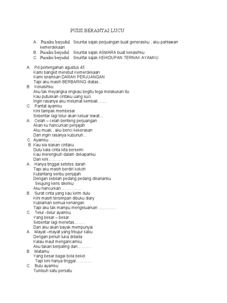 Puisi Berantai Lucu | PDF