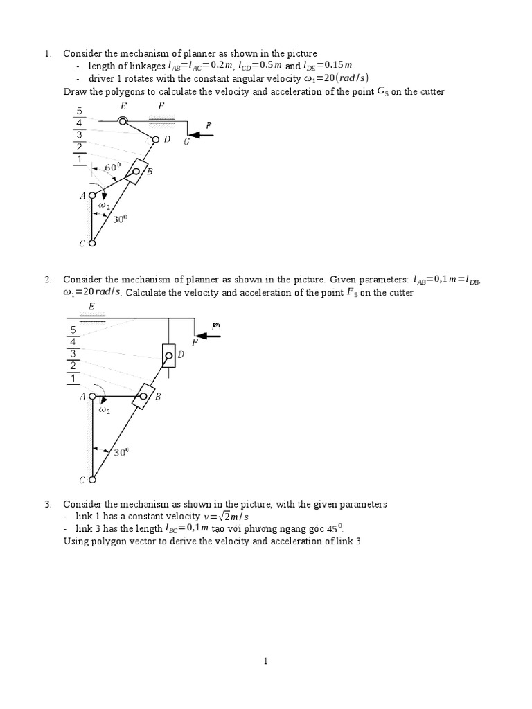 Chap2 Kinematics Analysis - Problems | PDF | Velocity | Acceleration