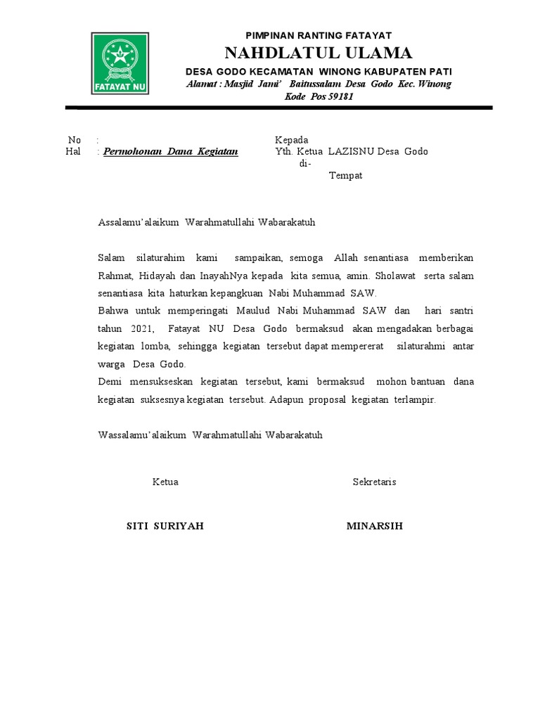 Proposal Fatayat Godo | PDF