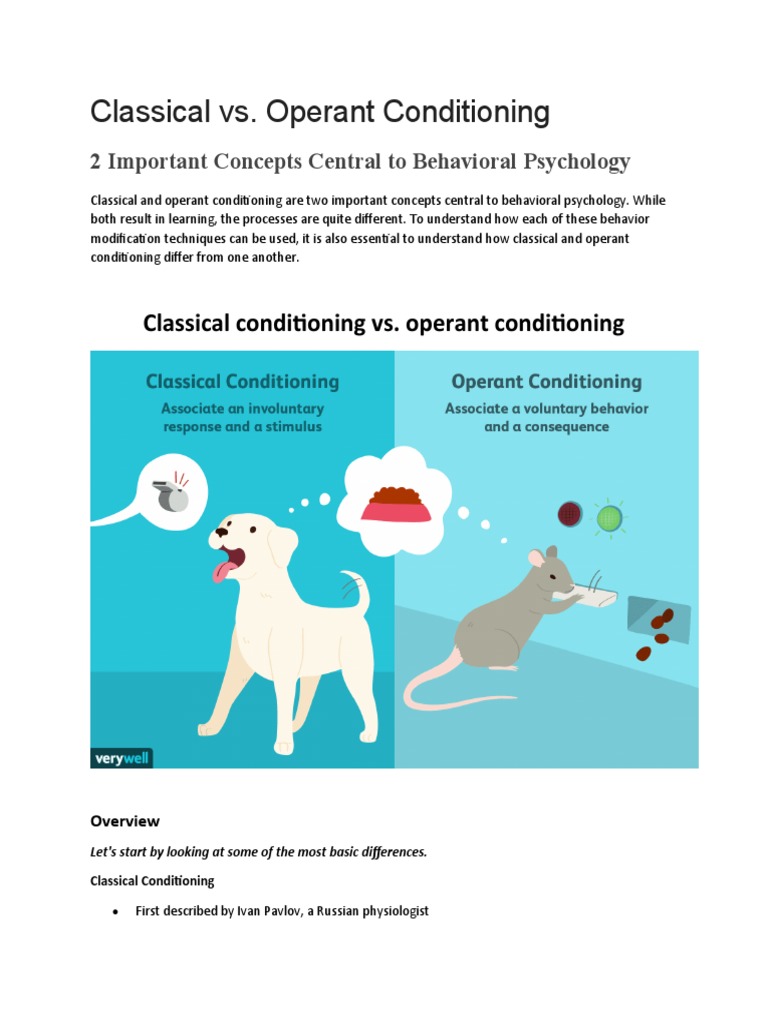 Classical Conditioning vs. Operant Conditioning | PDF | Classical ...