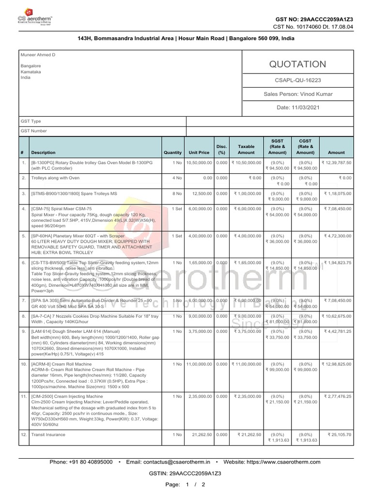 Cs Quotation 11.03.2021 | PDF