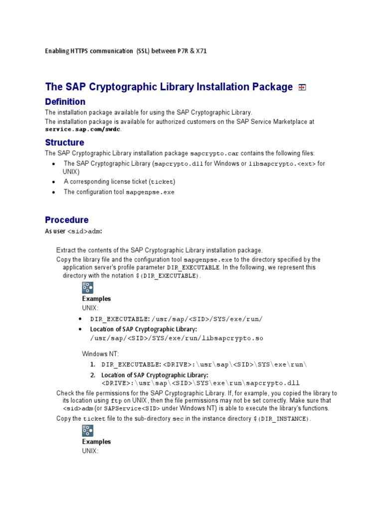 SAP Cryptographic Library Installation Guide | PDF | Library (Computing ...