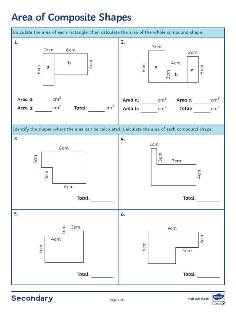 Area of Composite Shapes Activity Sheet | PDF
