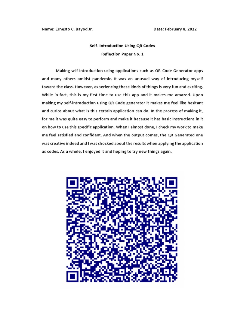 Self-Introduction Using QR Codes | PDF