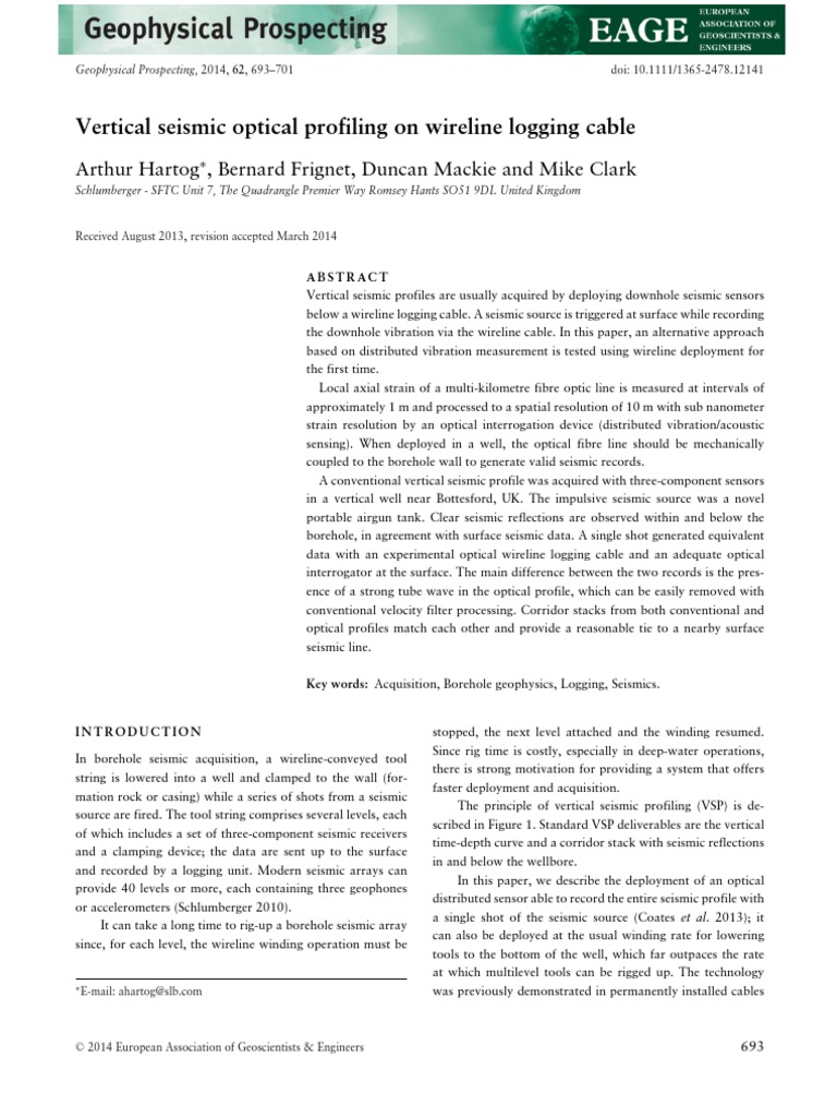 Geophysical Prospecting - 2014 - Hartog - Vertical Seismic Optical ...