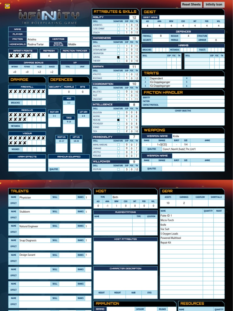 Character Sheet for Roleplaying Game | PDF