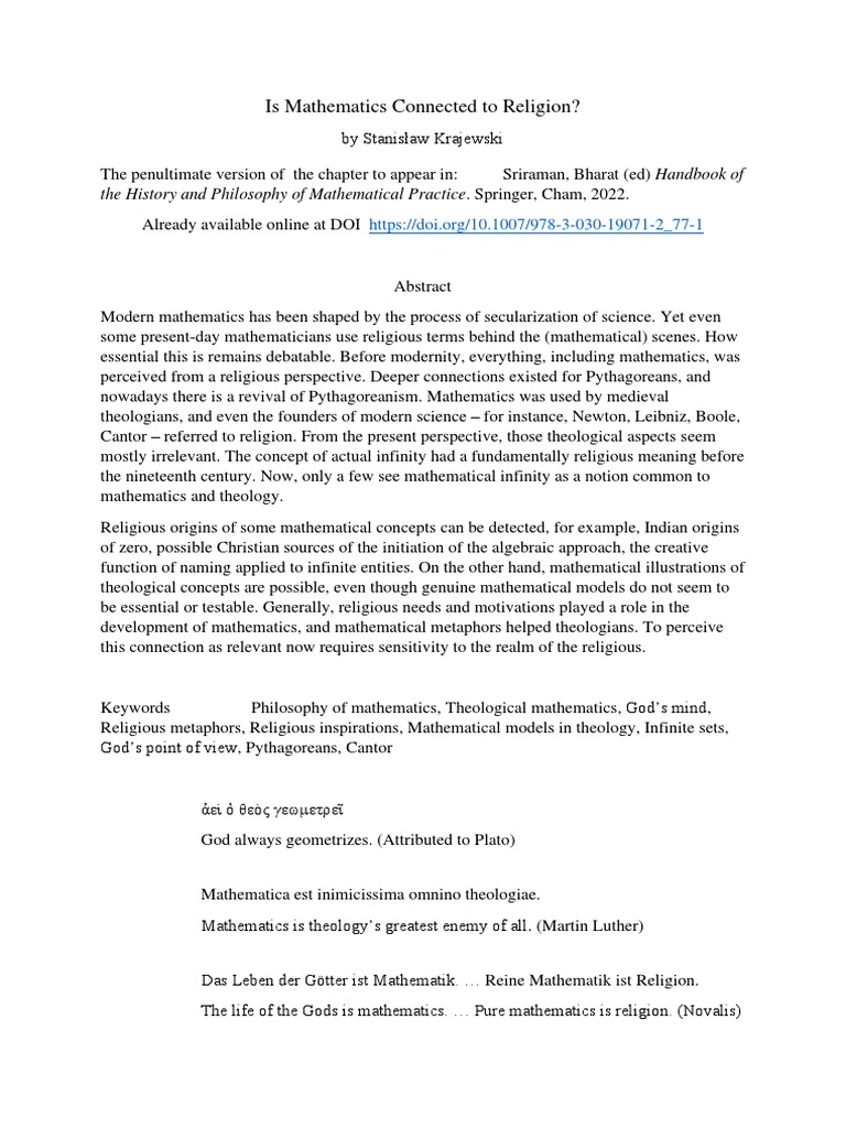 Is Mathematics Connected to Religion? Exploring the Relationship ...