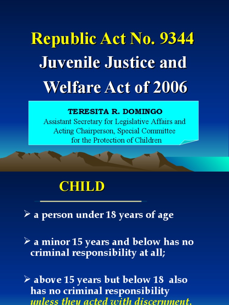 Republic Act No. 9344 Juvenile Justice and Welfare Act of 2006 | PDF ...