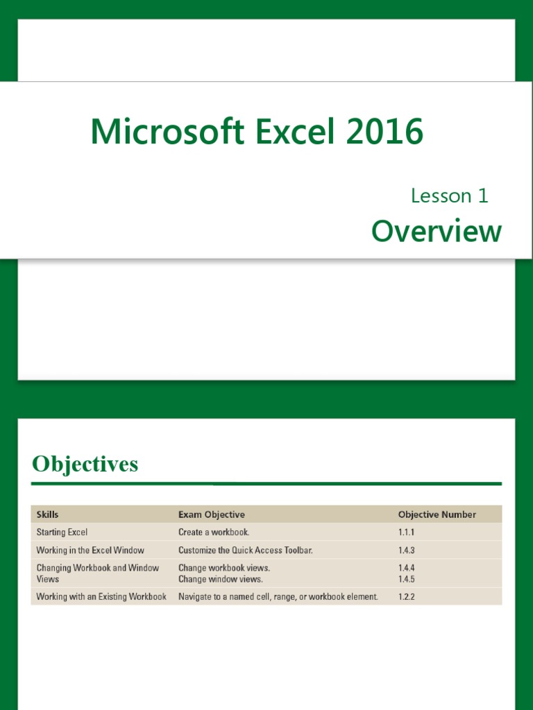 Microsoft Excel 2016: Lesson 1 | PDF | Microsoft Excel | Microsoft Windows