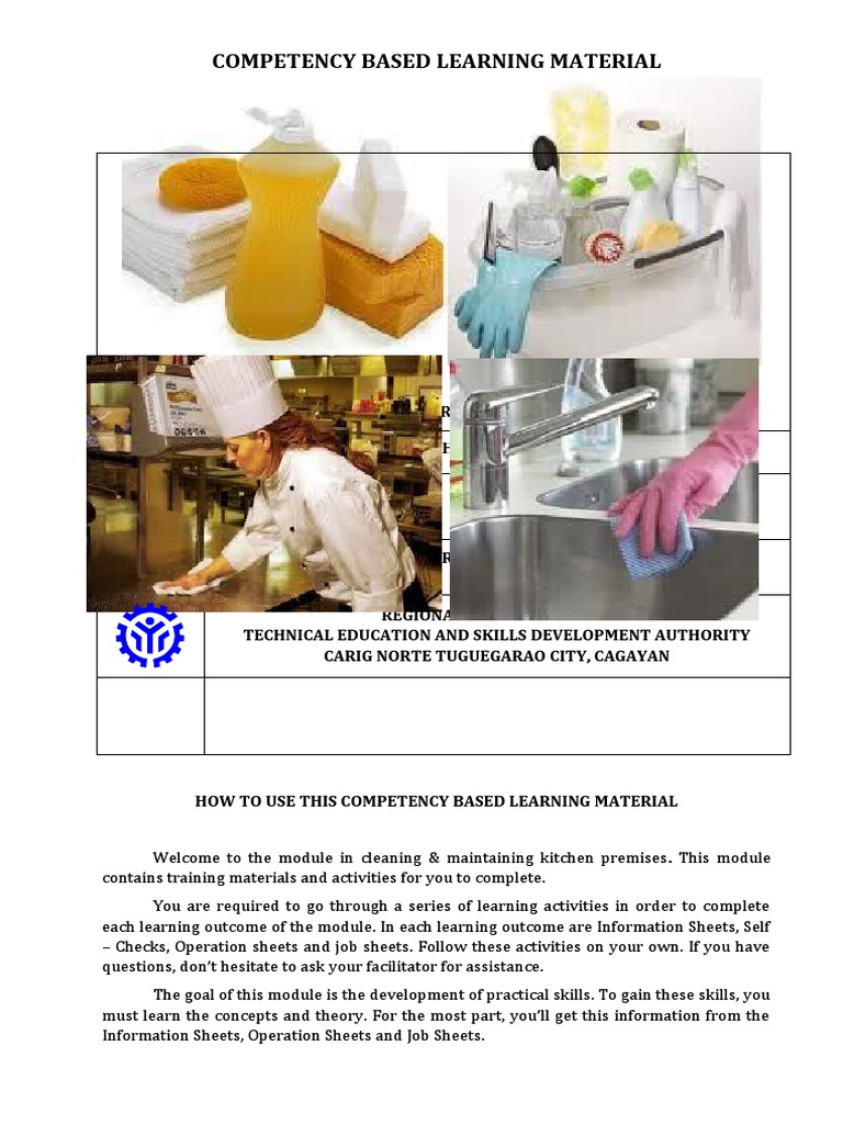 CBLM 1 Clean &maintain Kitchen Premises | PDF | Cookware And Bakeware | Grilling