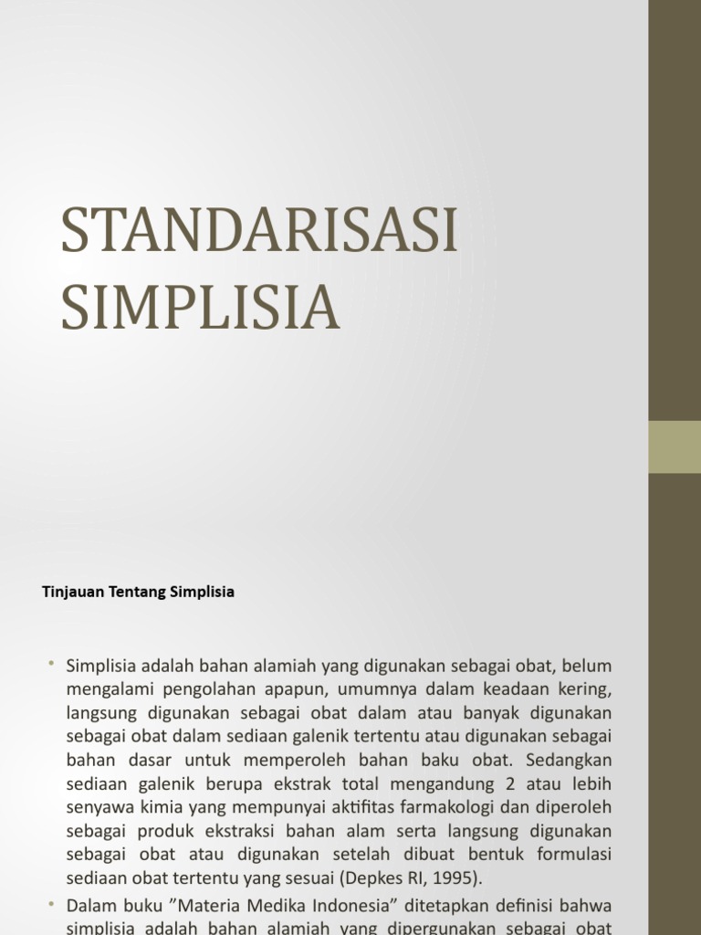 Parameter Standar Simplisia & Ekstrak | PDF