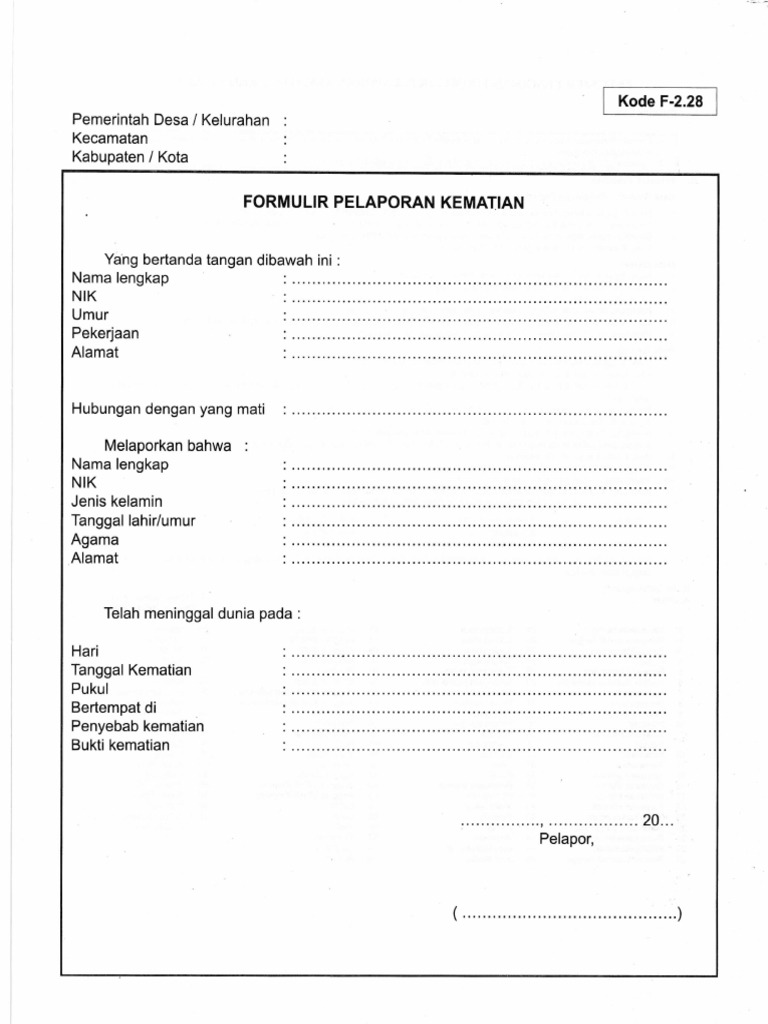 Formulir Kematian Lengkap | PDF