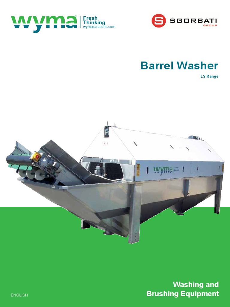 Wyma Barrel Washer For SG | PDF | Washing Machine | Elevator