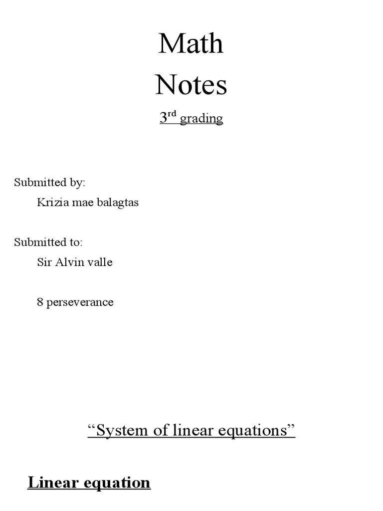 Linear Equations Notes | PDF | Equations | Mathematical Analysis