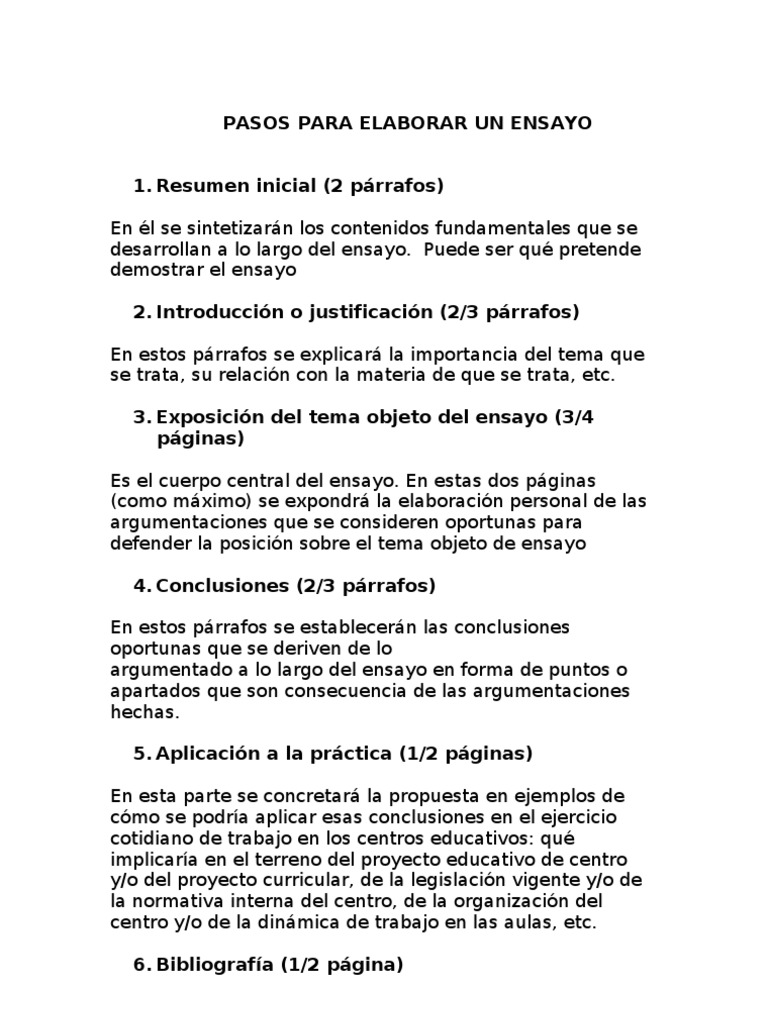 Pasos para Elaborar Un Ensayo | PDF