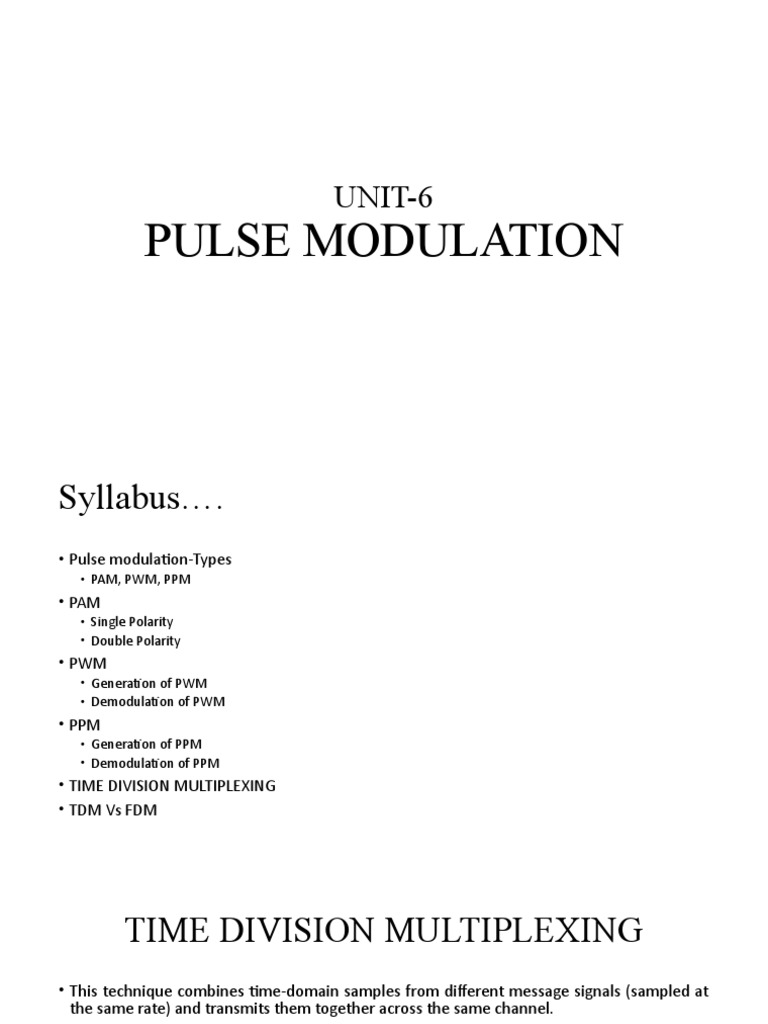 Pulse Modulation: UNIT-6 | PDF | Modulation | Multiplexing