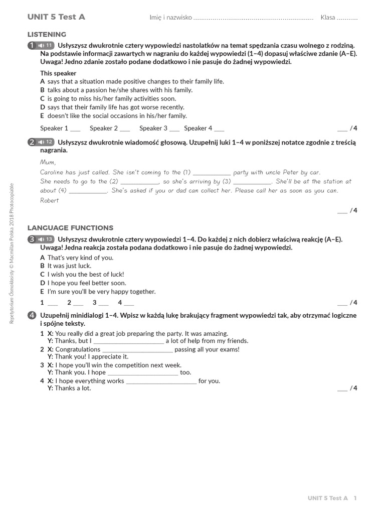 (Unit 5) Test (A) | PDF