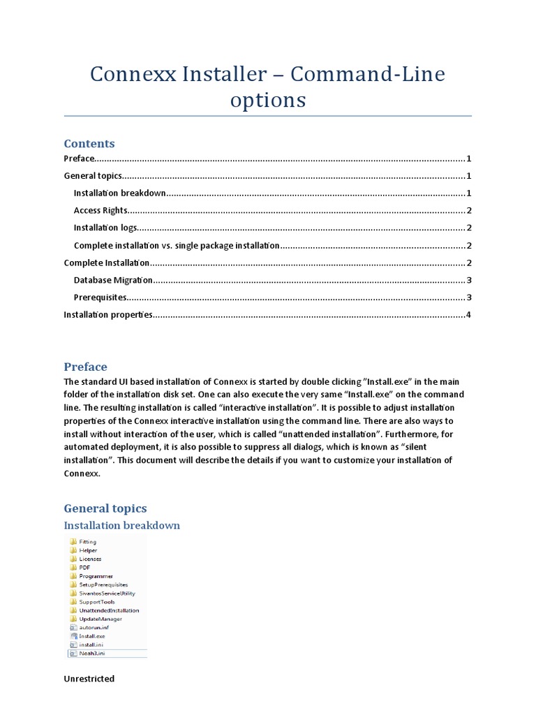 Connexx Installer Command-Line Options | PDF | Installation (Computer ...