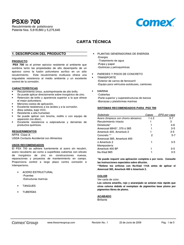 PSX 700 Carta Tecnica | PDF | Revestimiento | Humedad