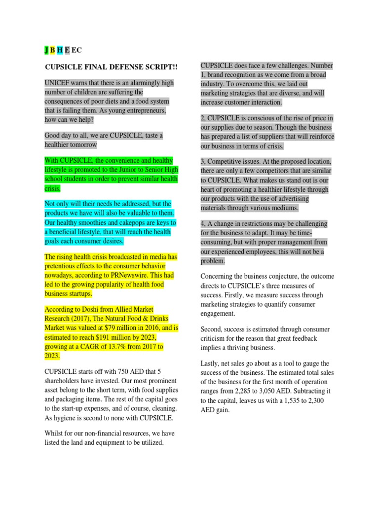 Cupsicle Final Defense Script | PDF | Tea | Brand