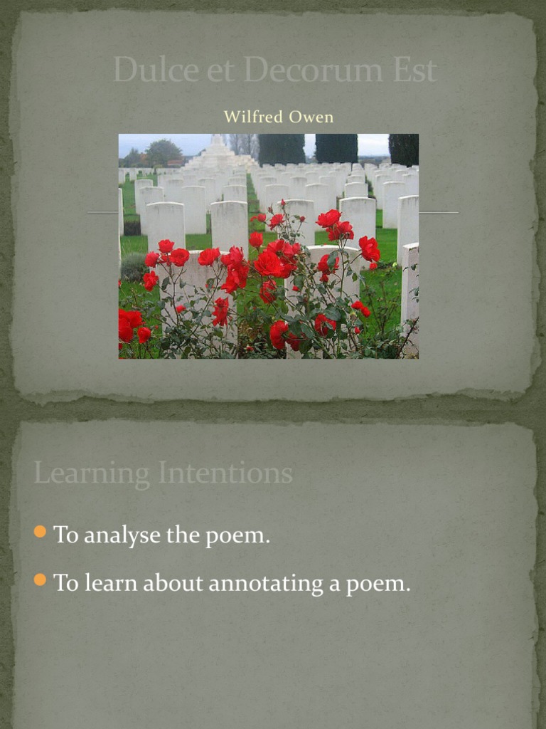 Dulce Et Decorum Est Annotation | PDF