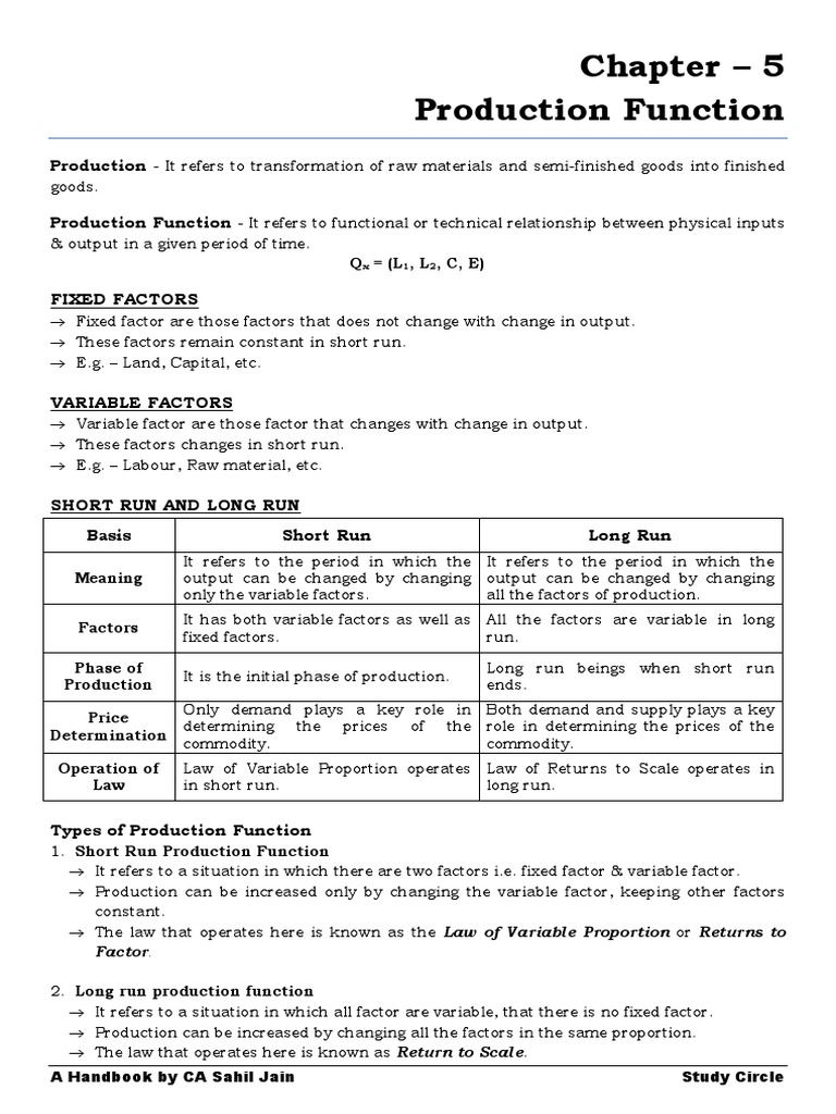 Chapter - 5 Production Function | PDF | Production Function | Microeconomics