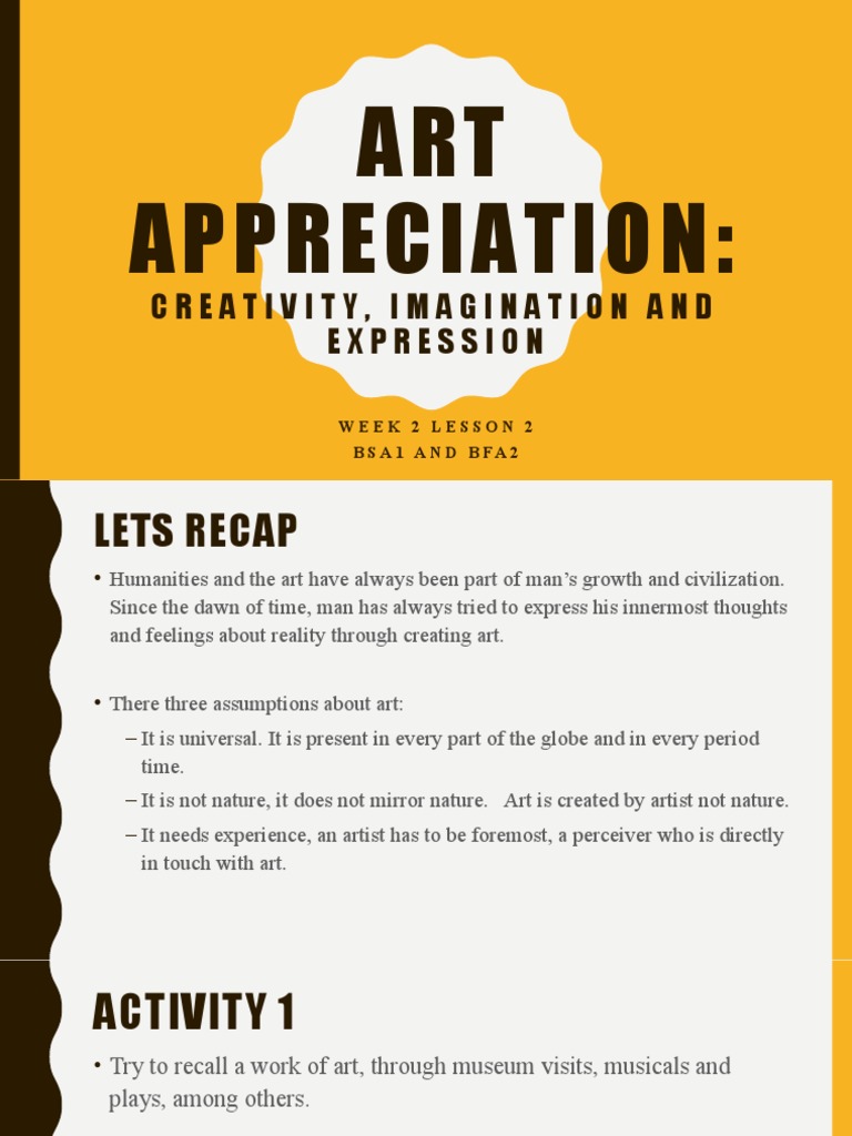 ART Appreciation:: Creativity, Imagination and Expression | PDF ...