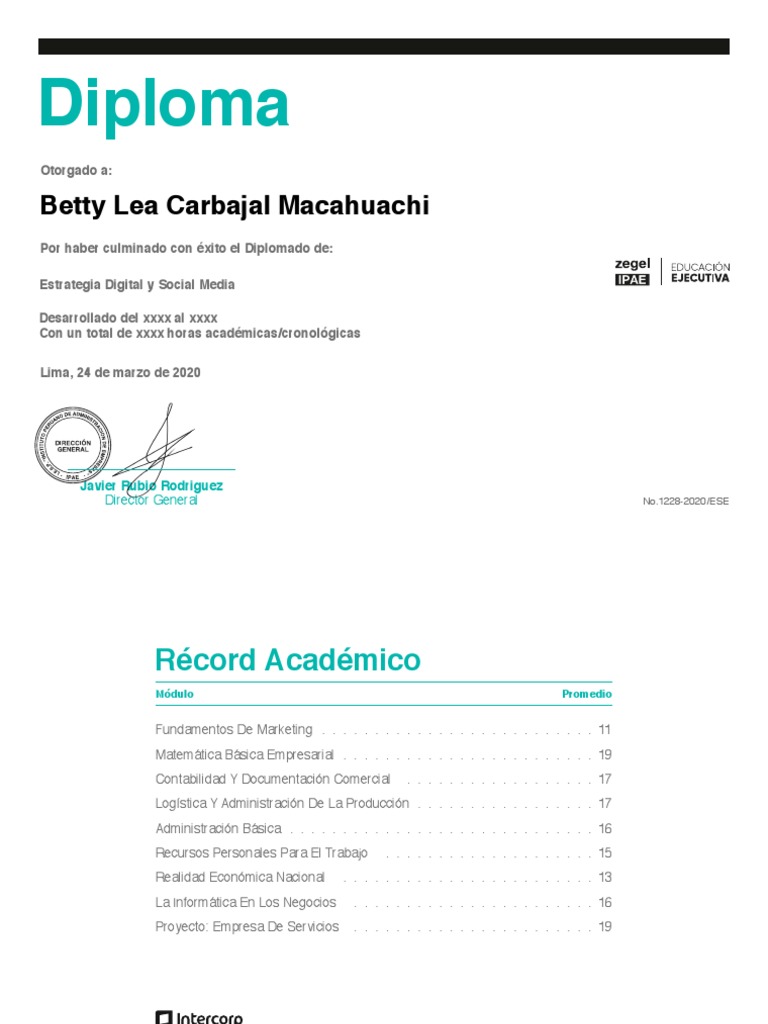 Certificado Diplomados | PDF