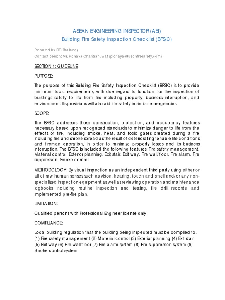 Asean Engineering Inspector (Aei) Building Fire Safety Inspection ...