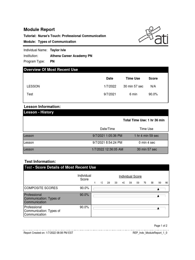 Module Report: Overview of Most Recent Use | PDF