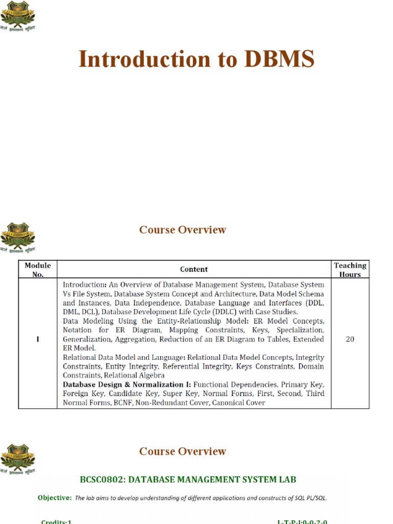 1 Introduction To Dbms Pdf Databases Data Model